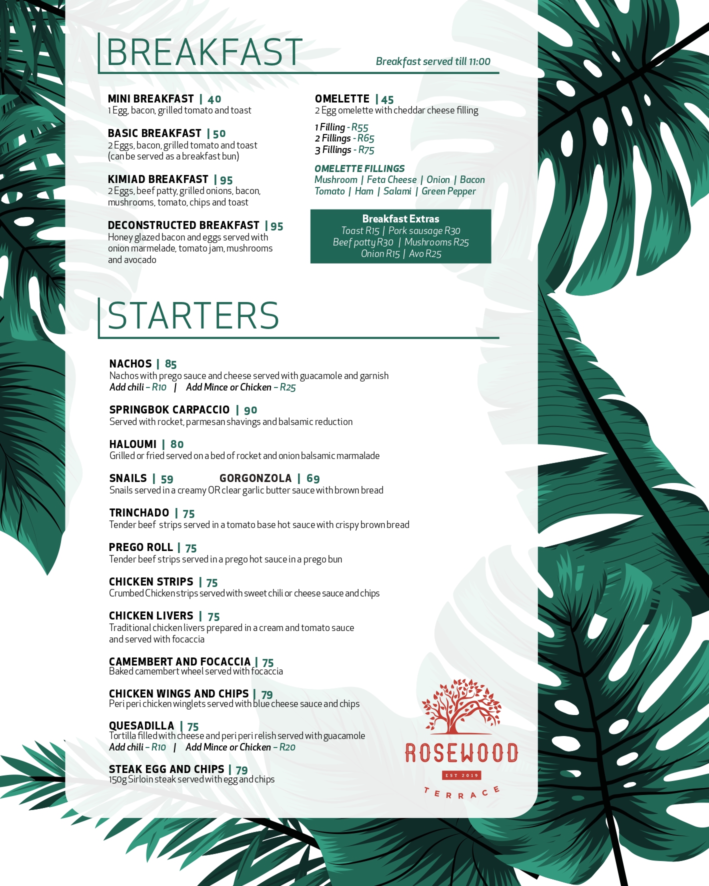 Menu – Rosewood Terrace